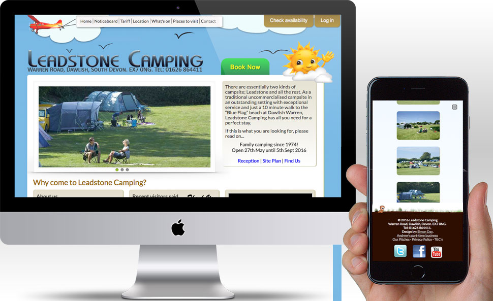 Web design portfolio | Leadstone Camping | Net-Zone. Based in Torquay ...